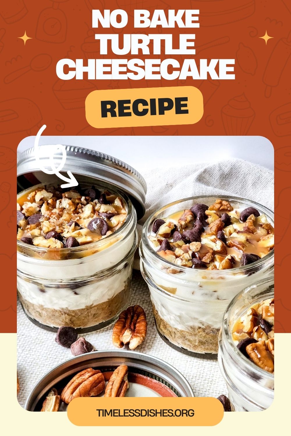 No Bake Turtle Cheesecake - Timeless Dishes